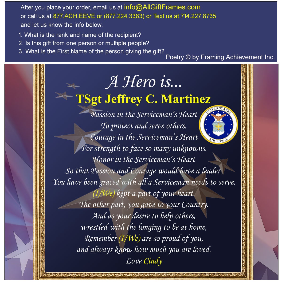 Personalized Military Gift USAF Poetry Mini Clock Pen Air | Etsy