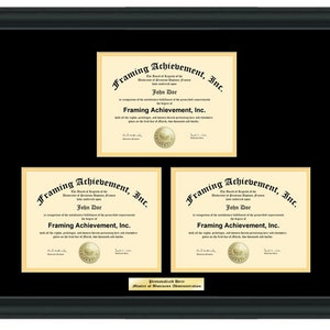 Engraved Diploma Frame Triple Degree Framing Document State Board ...