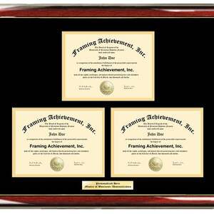 Engraved Diploma Frame Triple Degree Framing Document State Board ...