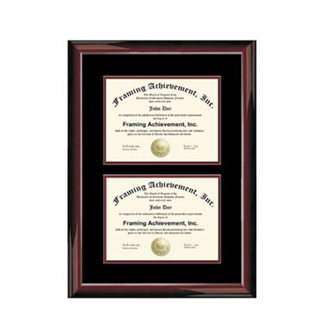 College Dual Diploma Frame Two Degree Double Certificate Plaque Glossy ...