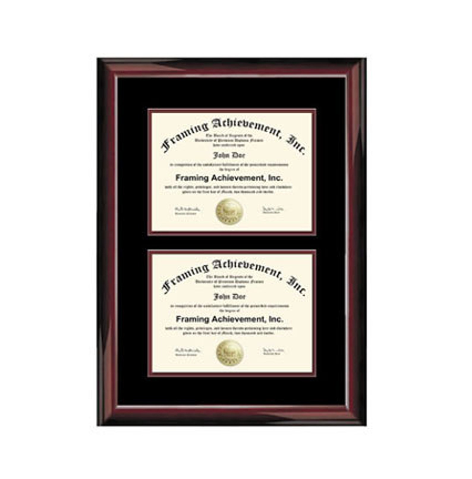 College Dual Diploma Frame Two Degree Double Certificate Plaque Glossy ...