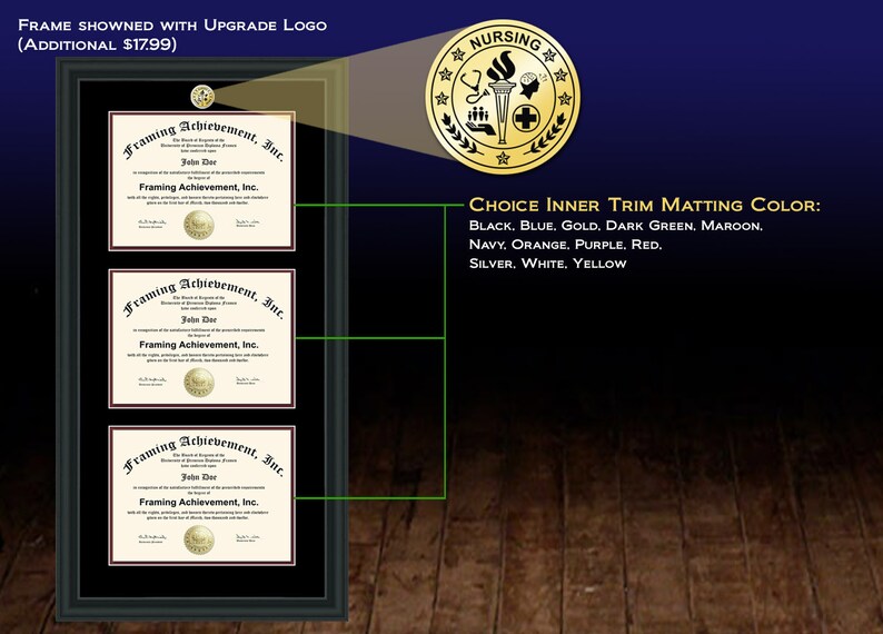 Diploma Framing Three Document Display Case Certificate Frames - Etsy