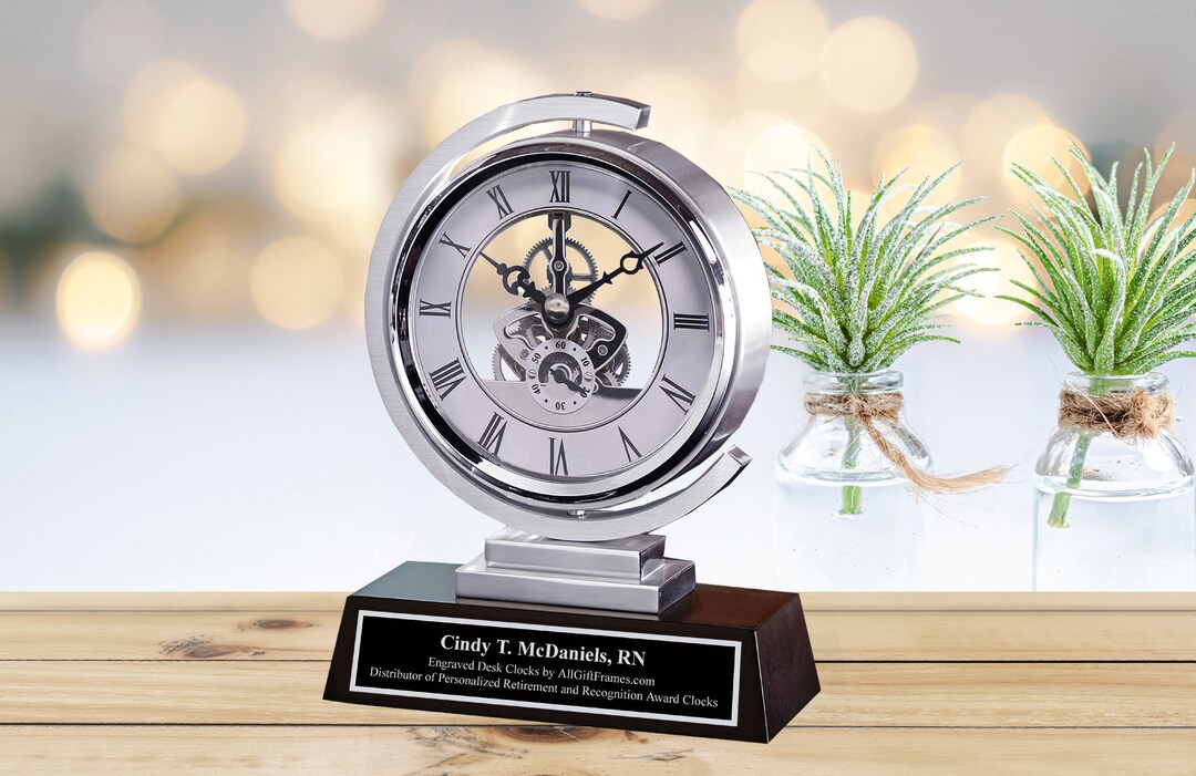 Rotating Desk Clock 360 Degree Engineering Gears Transparent Display ...