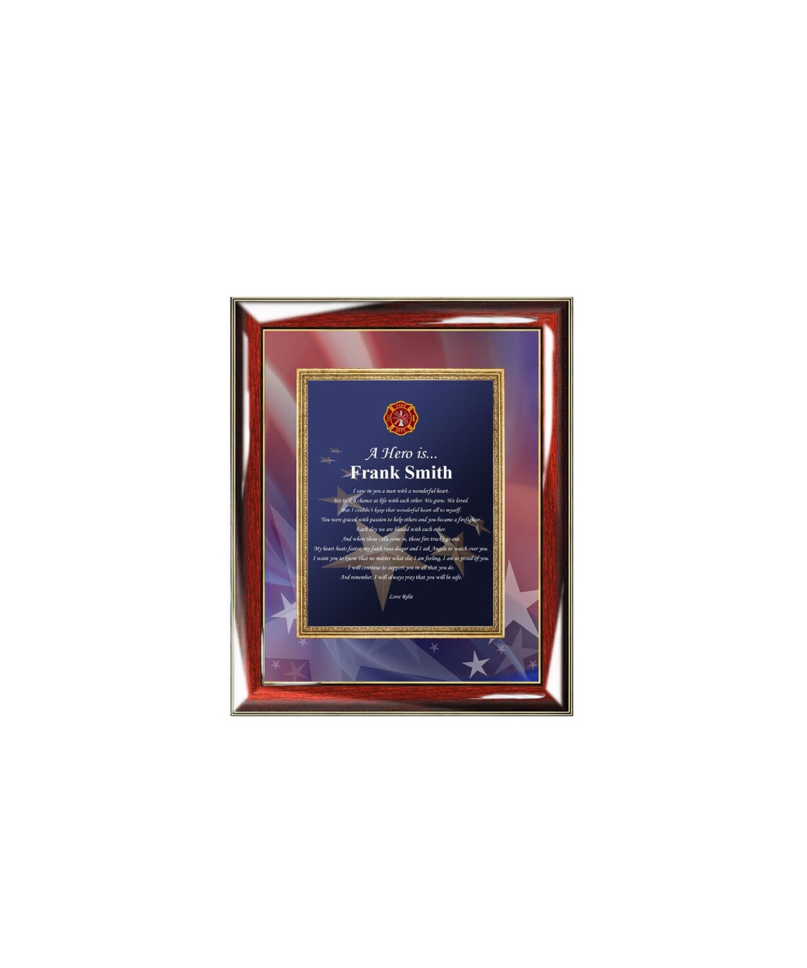 Firefighter Poetry Hero Gift Frame Personalized Fireman | Etsy