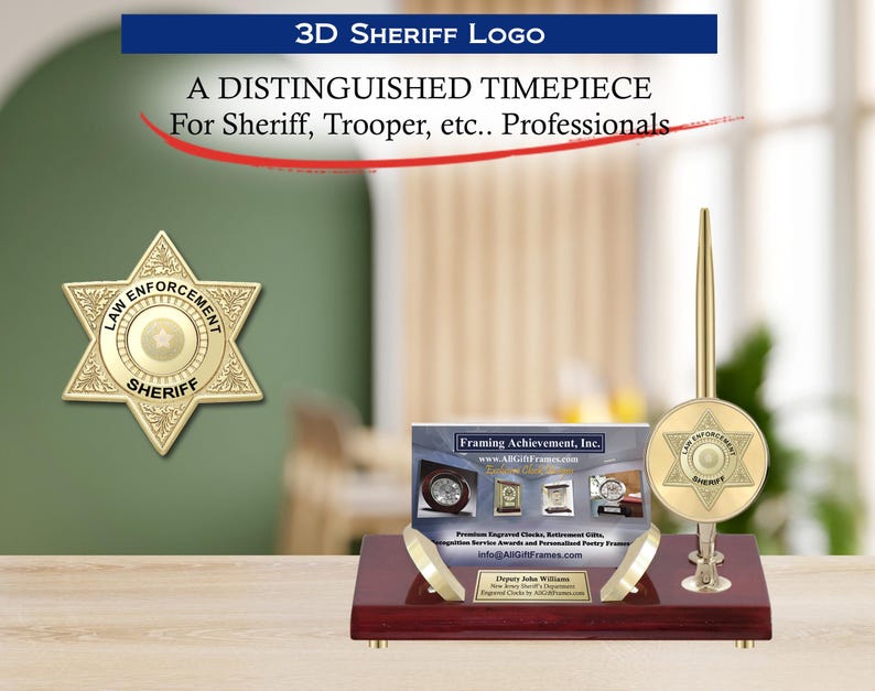 Officer Desk Business Card Holder Pen Deputy Sheriff Name Plate Engrave ...