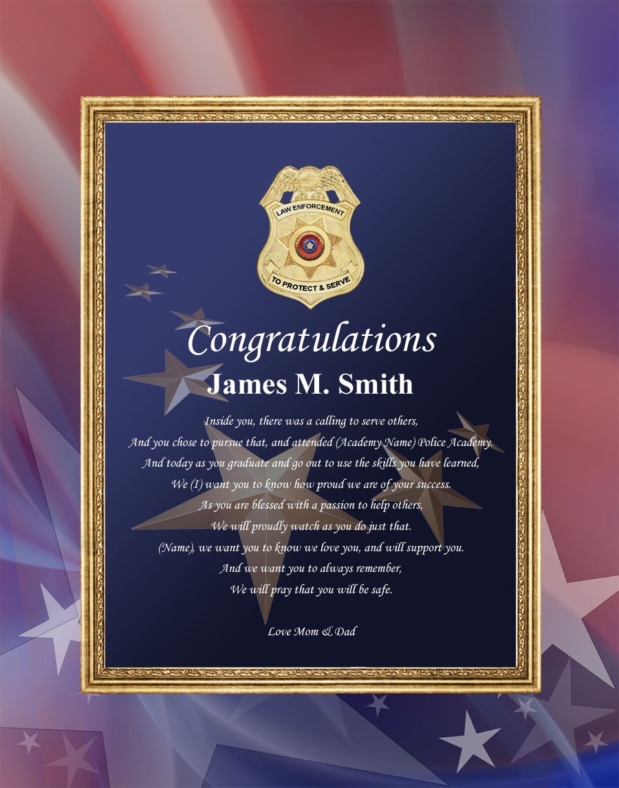 Law Enforcement Graduation Gift Print Personalized 11x14 Unframed ...