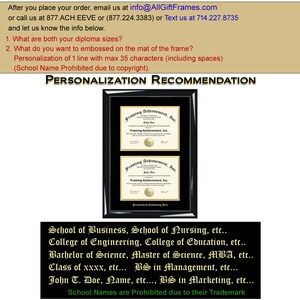 Dual Diploma Frame Double Certificate Frames Embossed Two Document ...