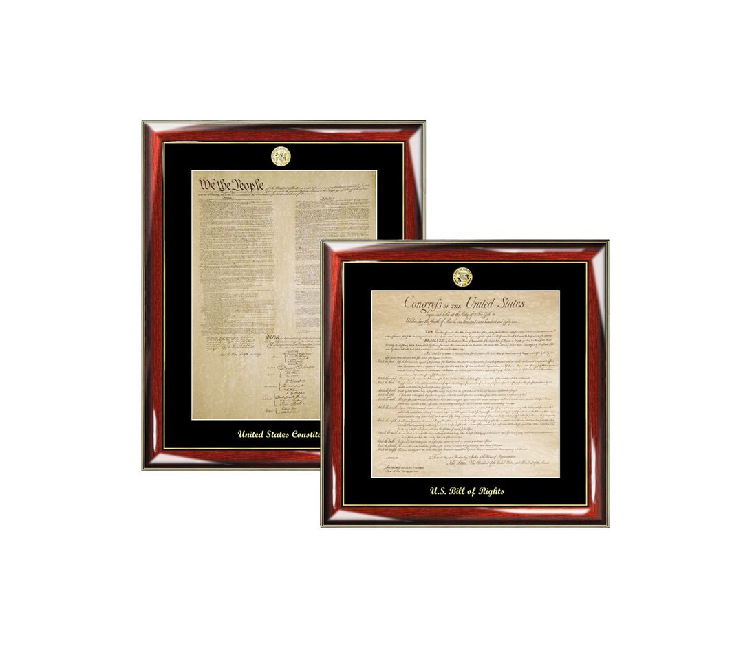 Constitution Frame Replica & Bill of Rights Print Frame Set Gold ...