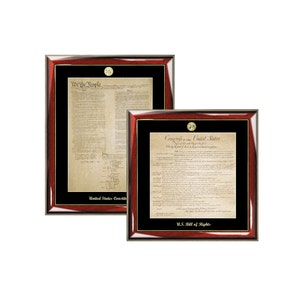 Constitution Frame Replica & Bill of Rights Print Frame Set Gold ...