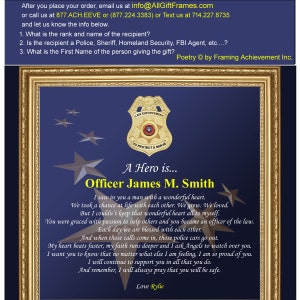 Personalized Love Poem Sheriff Police Officer Present 11x14 Unframed ...