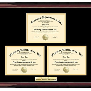 Engraved Diploma Frame Triple Degree Framing Document State Board ...