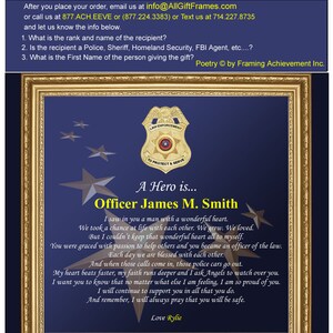 Law Enforcement Police Sheriff Gift Plaque Love Poem Officer Deputy ...