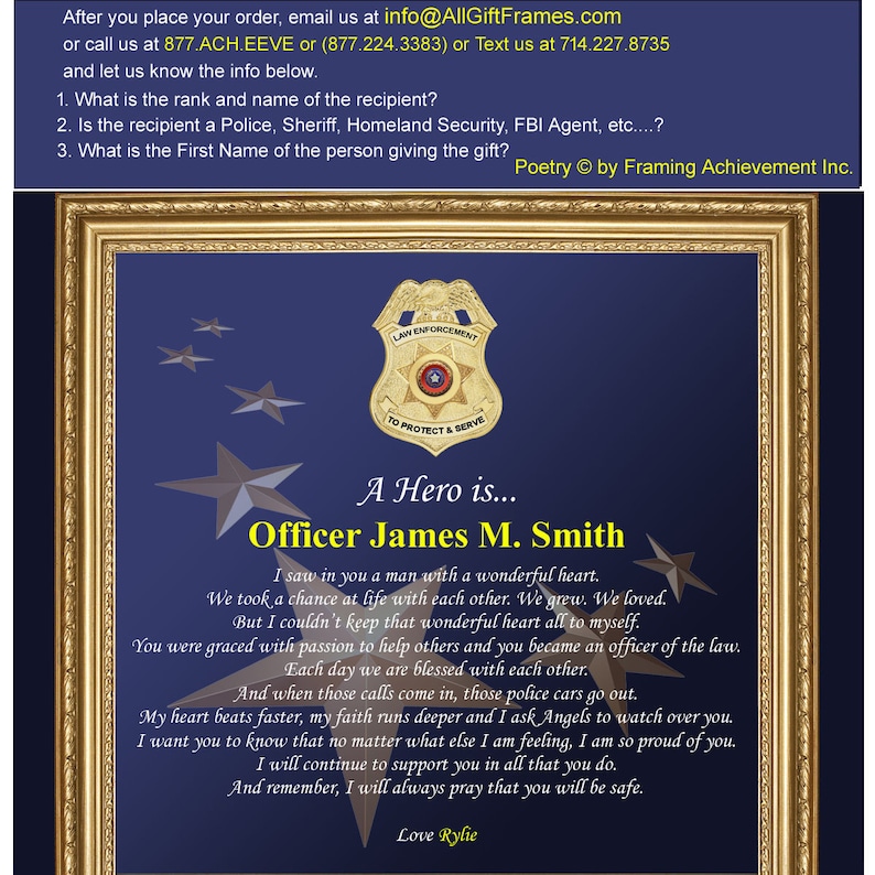 Law Enforcement Police Sheriff Gift Plaque Love Poem Officer - Etsy