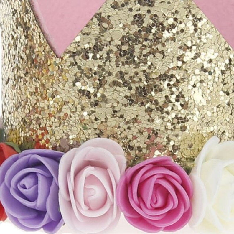 Half Birthday Party Hat Glitter Girl Gold Pink Princess | Etsy