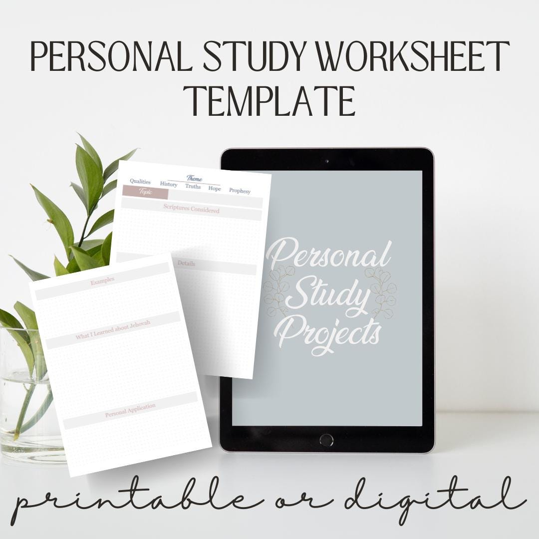 Personal Study Worksheet - Printable or Digital Template - Etsy