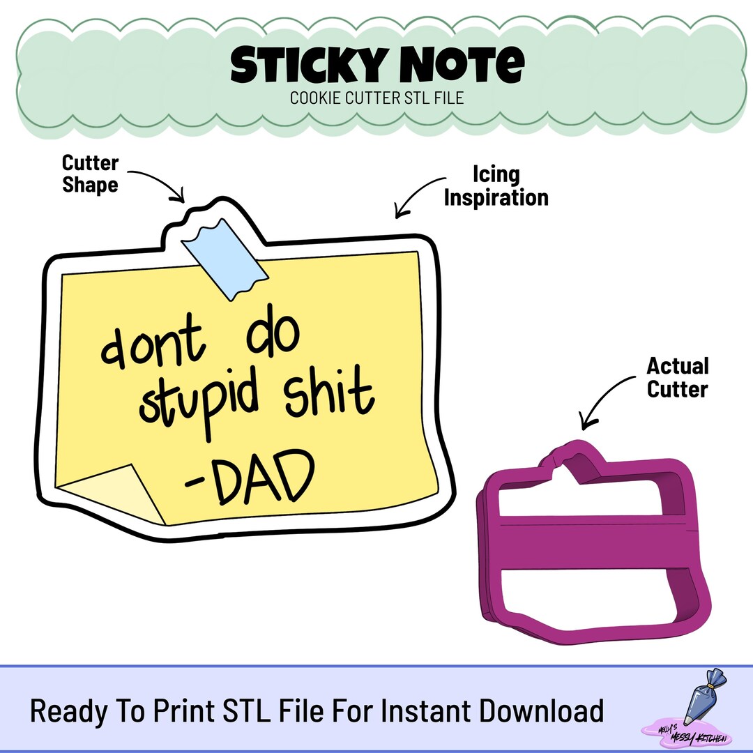 Sticky Note Cookie Cutter STL Files | Labeled Sizes (9 Sizes) (instant ...