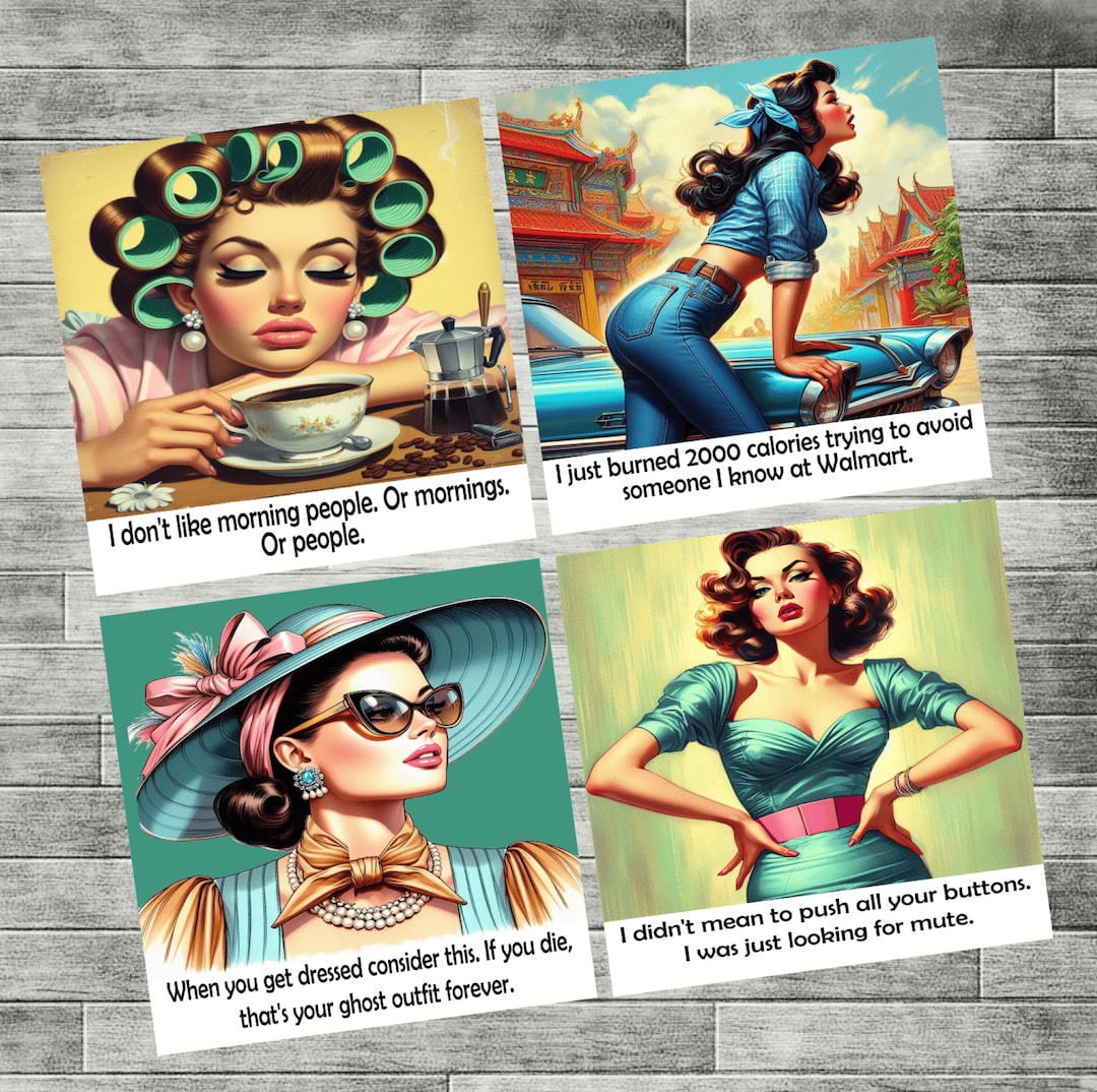 Retro Sassy & Sarcastic glossy Ceramic Coasters With Cork Bottom 3.75 X ...