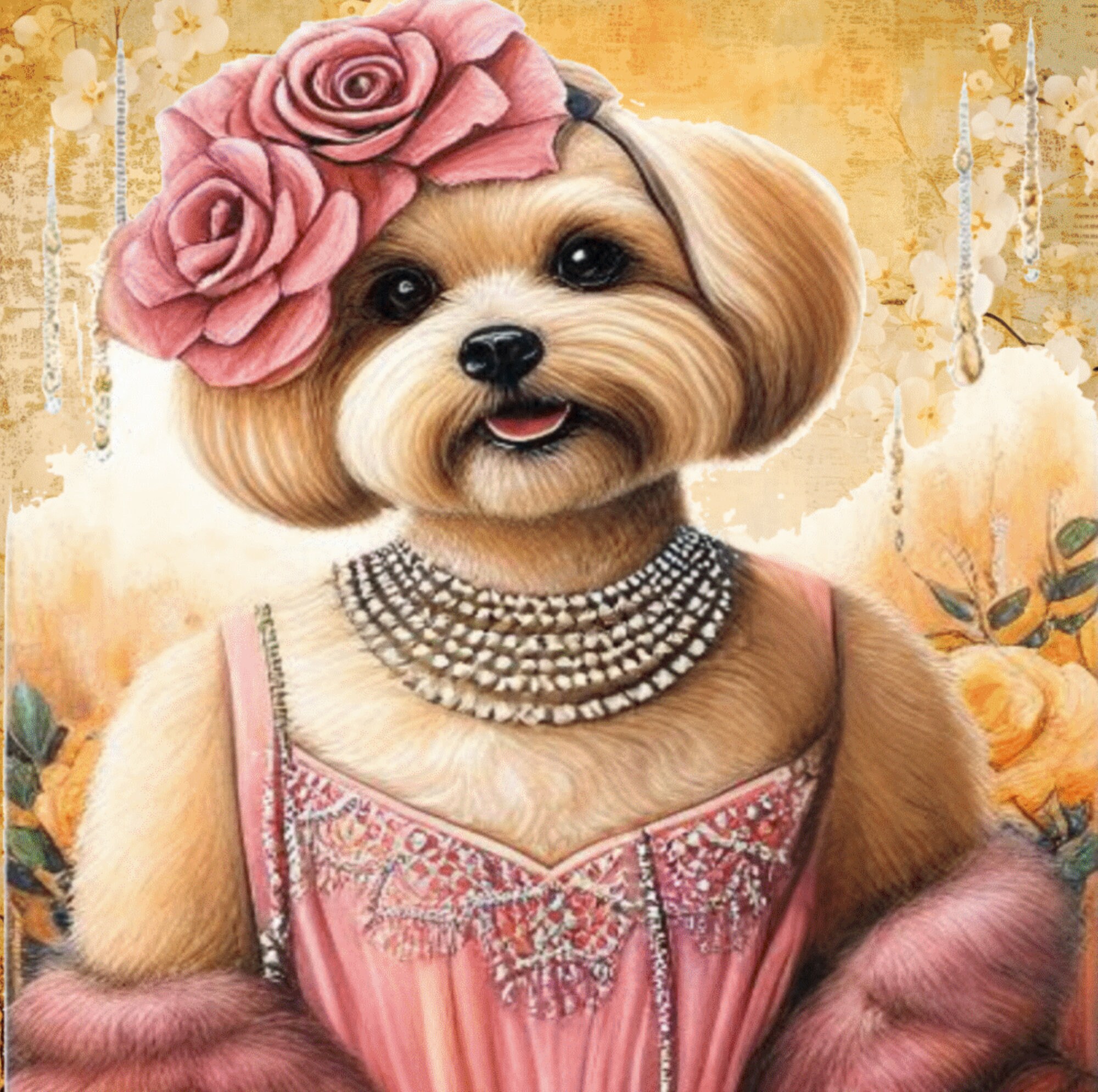 1920's Era Fancy Flapper Dogs Ceramic Coasters With Cork Bottom Size is ...