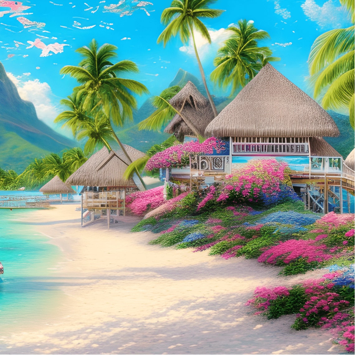 Shabby Chic Beach Scenes Glossy Ceramic Coasters With Cork Bottom 3.75 ...