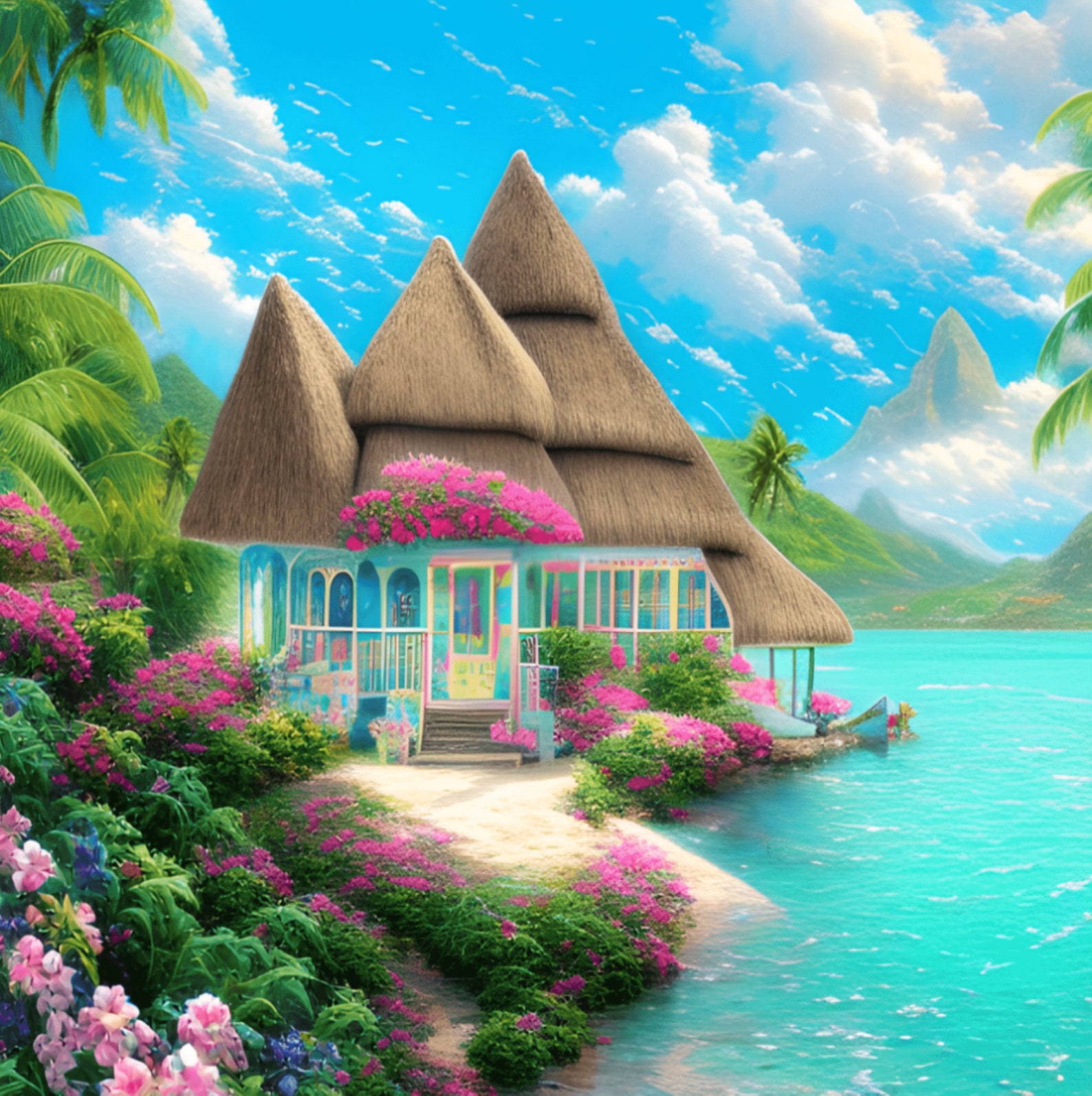 Shabby Chic Beach Scenes Glossy Ceramic Coasters With Cork Bottom 3.75 ...