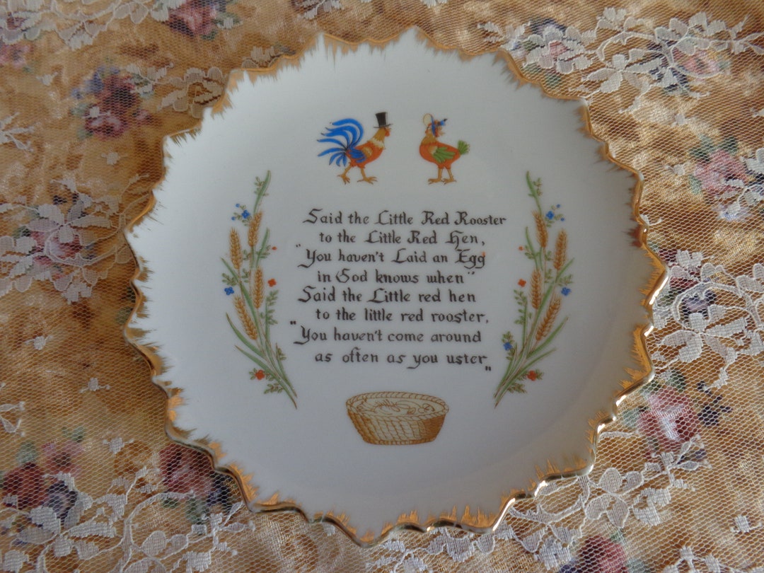 Vintage Plate Little Red Rooster Little Red Hen Humorous Funny Retro ...