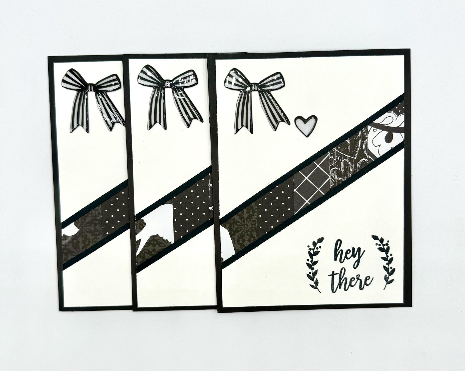 Hey There Black and White Handmade Cards (set of 3) - Etsy