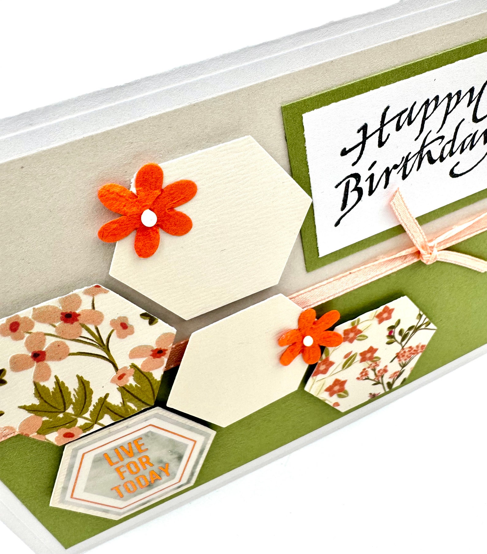 Hexagon Shapes Flowery Happy Birthday Handmade Greeting Card - Etsy