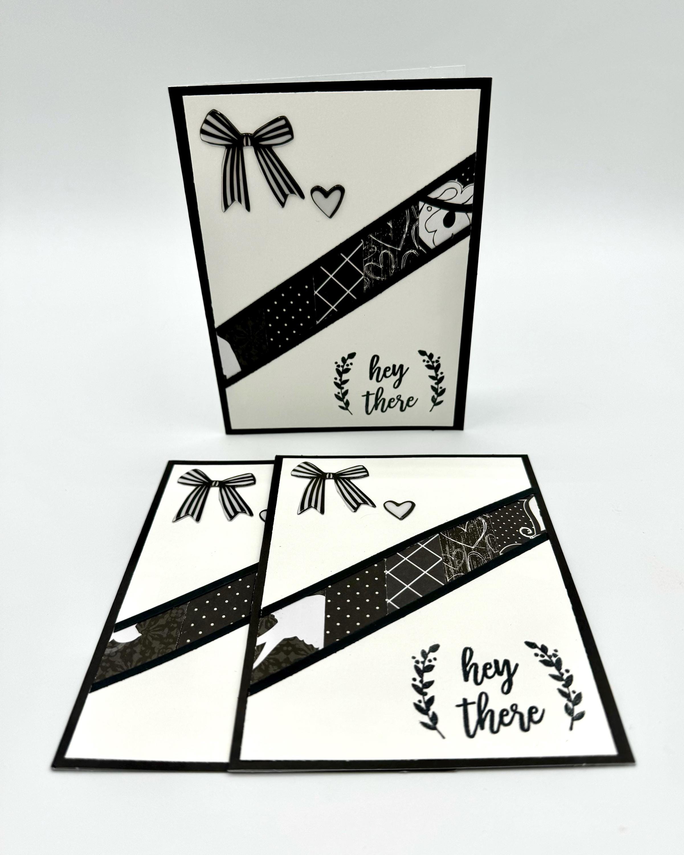 Hey There Black and White Handmade Cards (set of 3) - Etsy