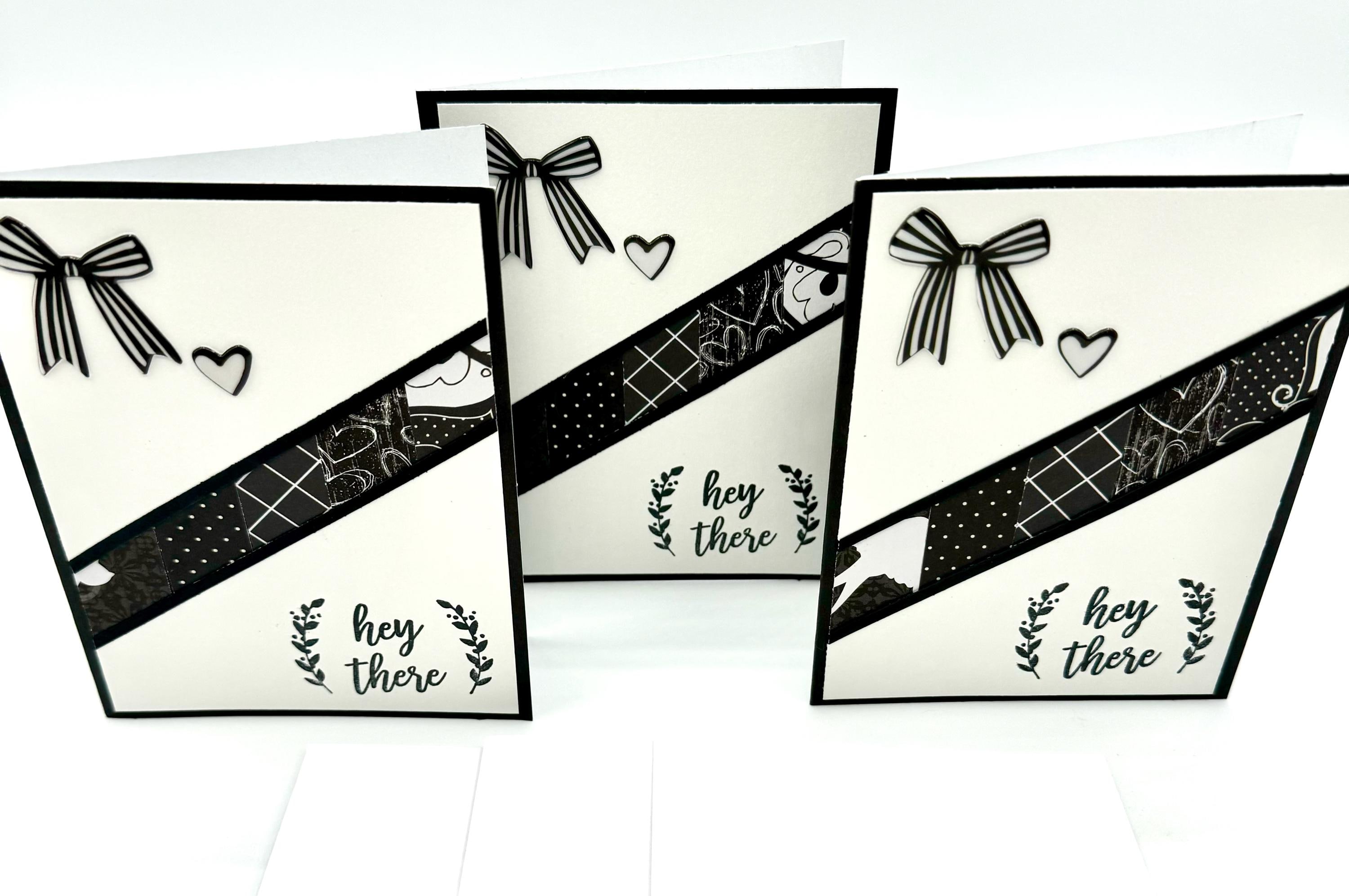 Hey There Black and White Handmade Cards (set of 3) - Etsy