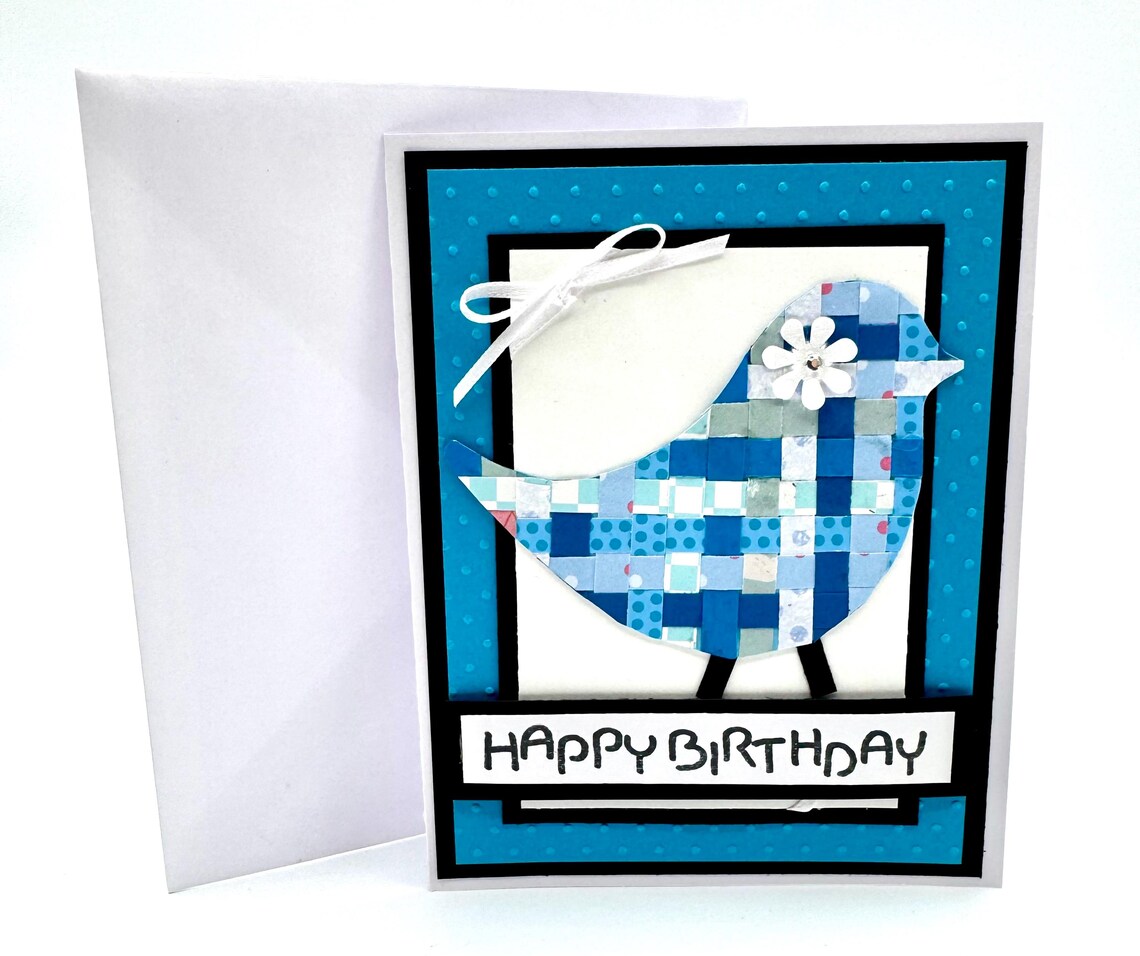 Paper Weaved Blue Bird Happy Birthday Handmade Greeting Card - Etsy