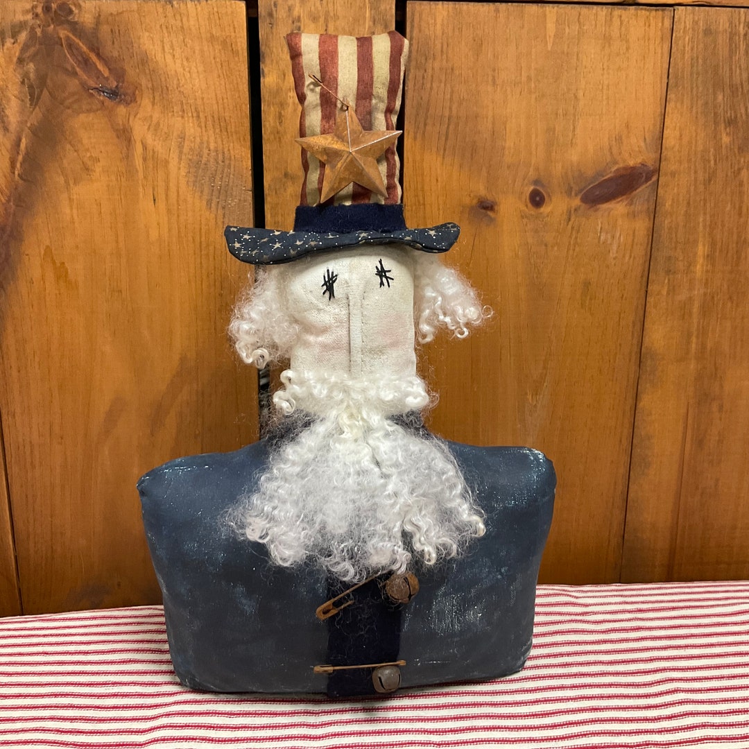 Handmade Primitive Uncle Sam Stump Doll-primitive Americana-art Doll ...