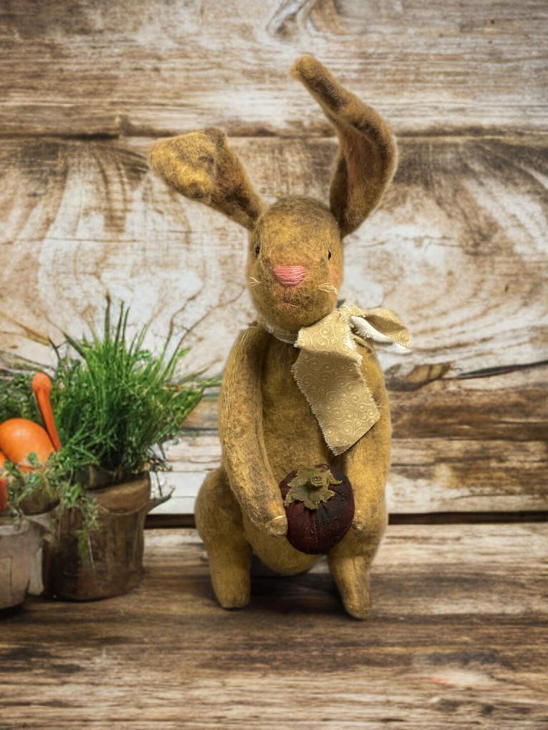Handmade Primitive Tall Standing Rabbit Doll- Spring Decor-farmhouse ...