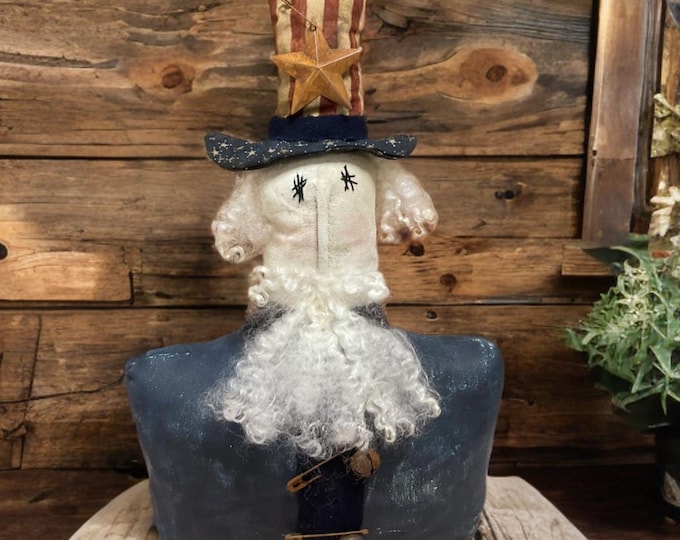 Handmade Primitive Uncle Sam Stump Doll-primitive Americana-art Doll ...