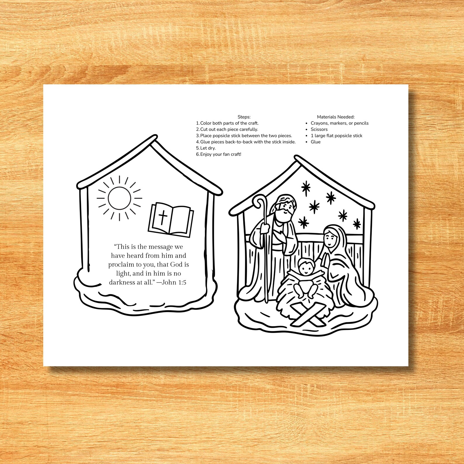 Nativity Scene Fan Craft Bible Lesson, Church Sunday School Lesson, DIY ...