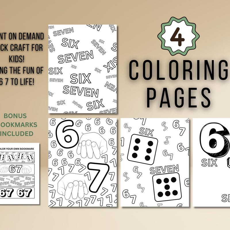 6 7 Coloring Pages - Etsy