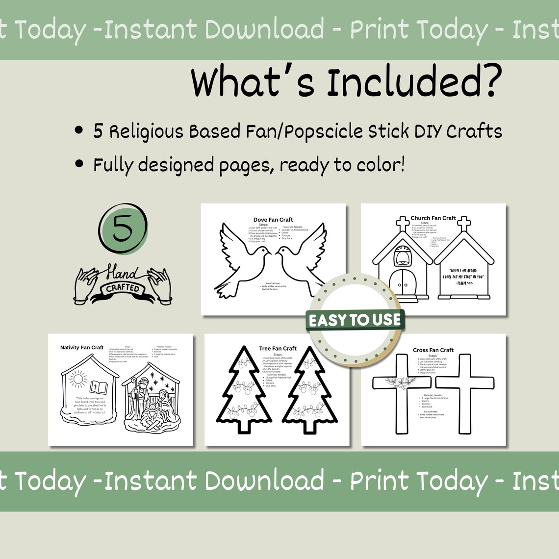 Bible-themed Fan Craft Bundle: Printable Sunday School Activity (PDF ...