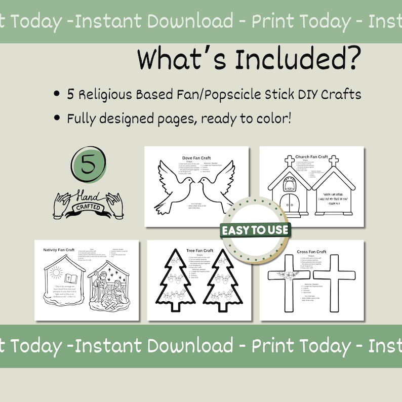 Bible-themed Fan Craft Bundle: Printable Sunday School Activity (PDF ...