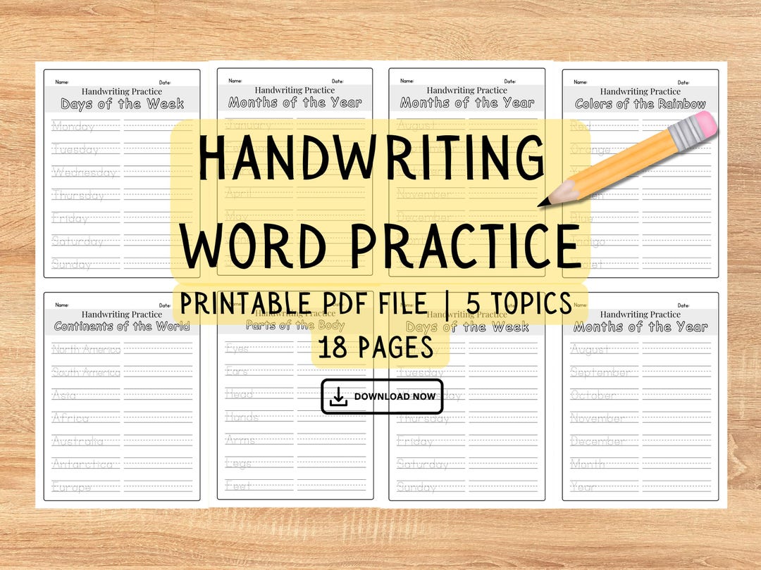 Handwriting Practice for Kids: Traceable Words, Homeschool Printable ...