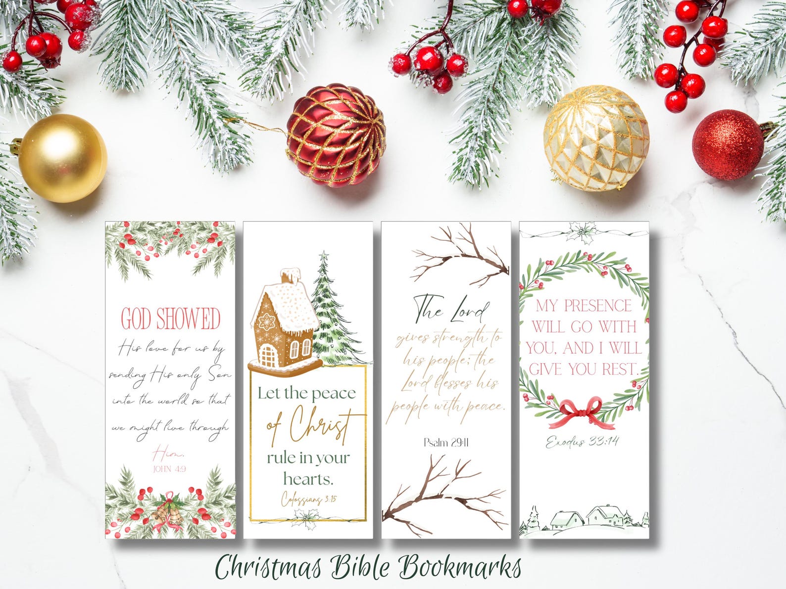 Christmas Bible Bookmarks – Printable Christian Bookmark Set, Scripture ...