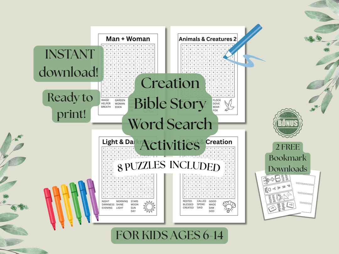 Creation Story Christian-based Word Search Printable Activity | Vbs ...
