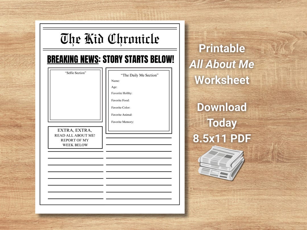 Breaking News All About Me Newspaper Worksheet | Printable Back to ...