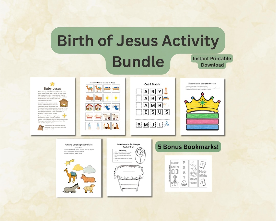Nativity Story 6 Craft Activity Bundle: Christian Kids Crafts (digital ...