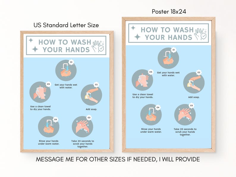 Printable Hand Washing Poster for Kids | Hygiene Chart for Classroom ...