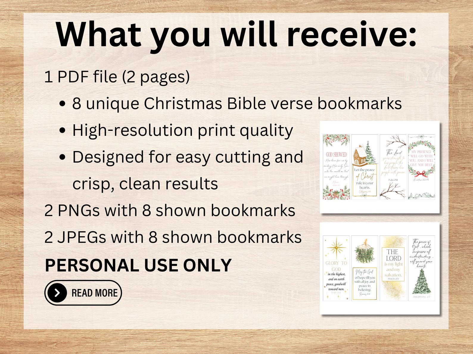 Christmas Bible Bookmarks – Printable Christian Bookmark Set, Scripture ...