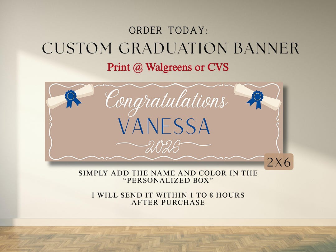 Custom Graduation Banner Printable, Personalized Graduation Sign, Class ...