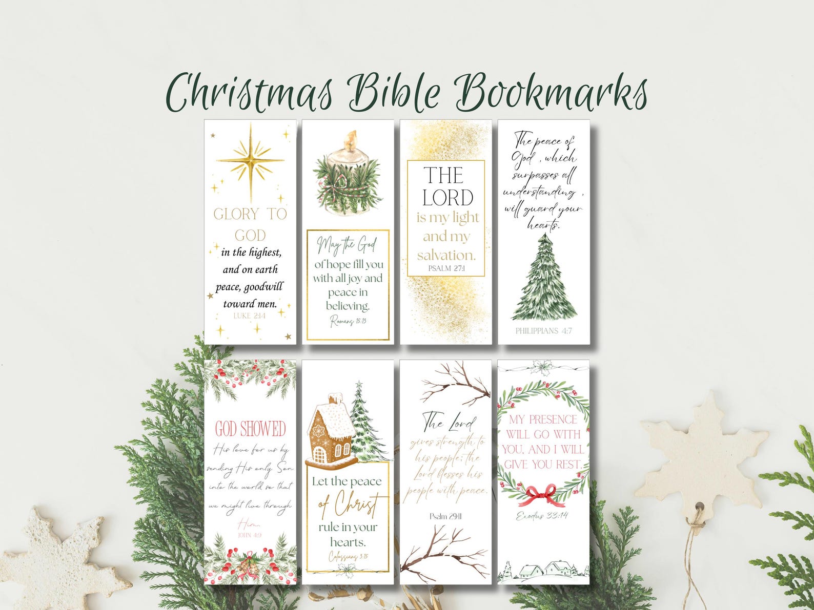 Christmas Bible Bookmarks – Printable Christian Bookmark Set, Scripture ...
