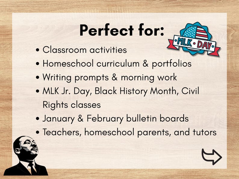 MLK Day Educational Printable, Dr Martin Luther King Jr Speech Timeline ...