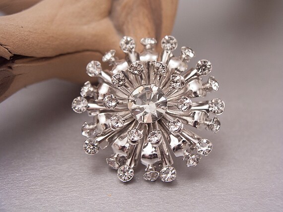 Vintage Rhinestone Starburst Brooch, 1950s - Gem