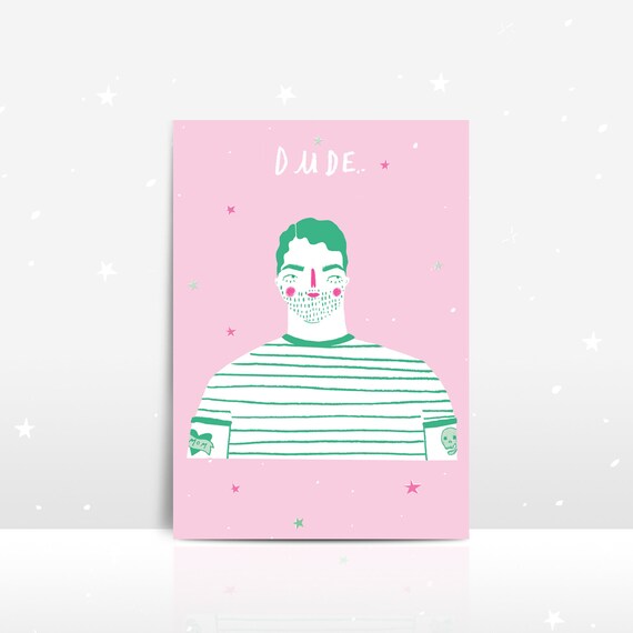 Illustrated 'dude' A5 Print - Etsy