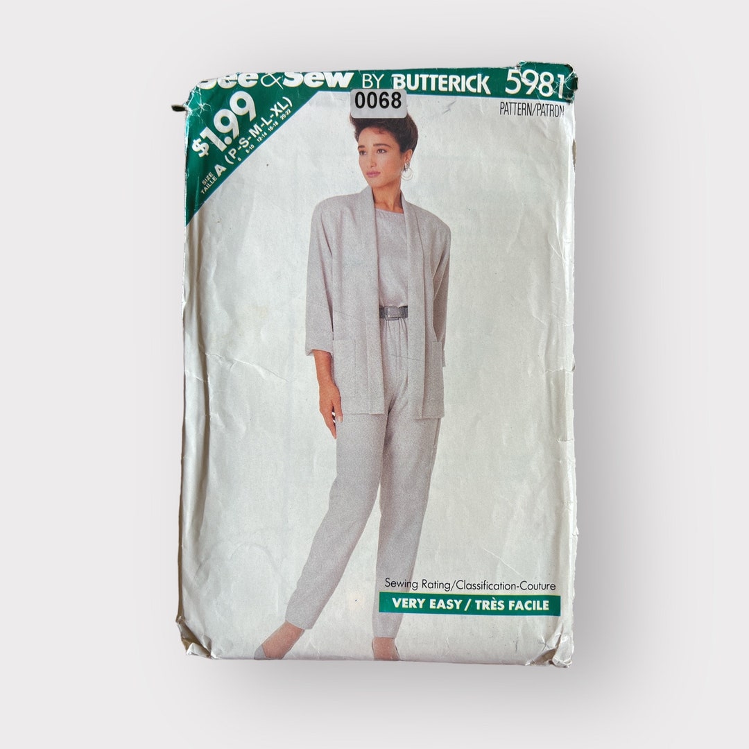 See & Sew Buterick 9485 80s High Waisted Pants Pullover Top Unlined ...